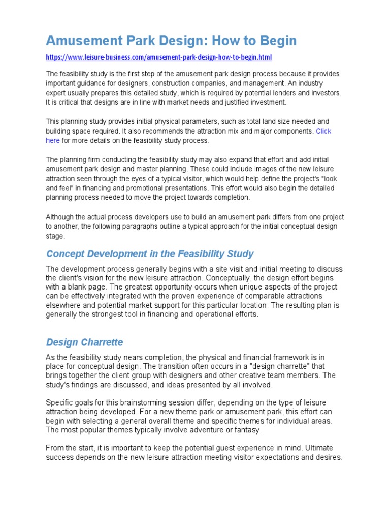 Amusement Park Design: How To Begin: Concept Development in The ...