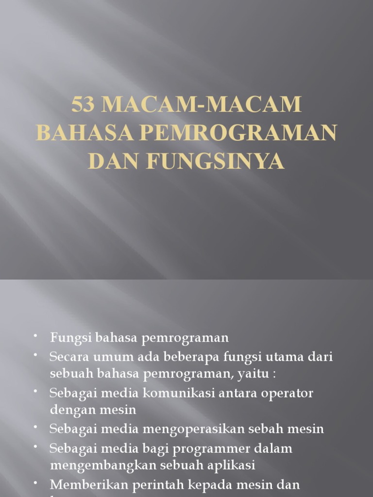 53 Macam-Macam Bahasa Pemrograman Dan Fungsinya | PDF 53 Macam-Macam Bahasa Pemrograman Dan Fungsinya | PDF