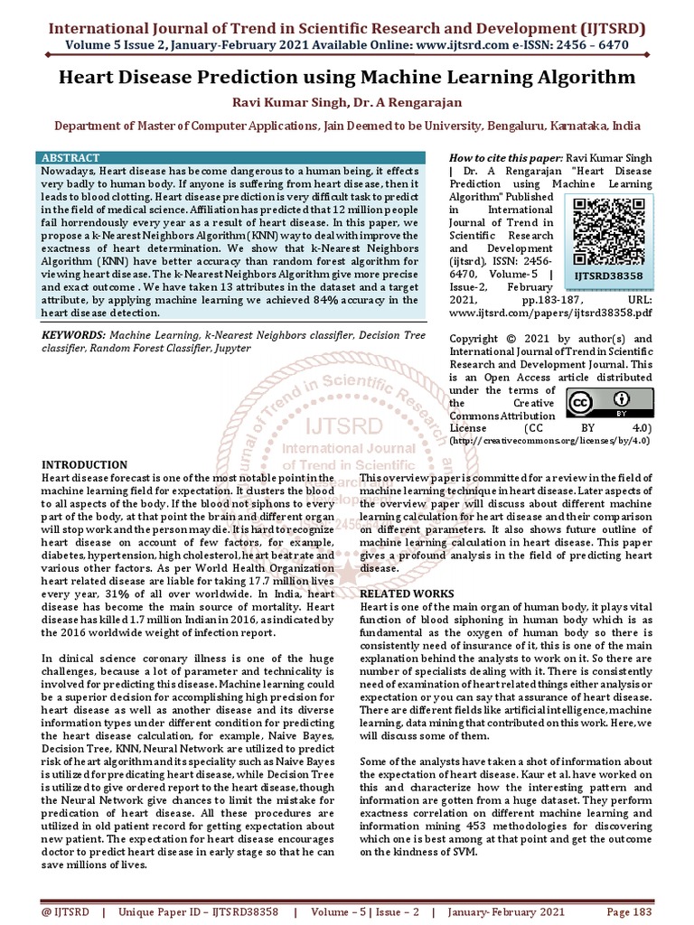 Heart Disease Prediction Using Machine Learning Algorithm | PDF ...