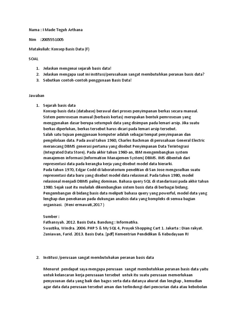 1 - Basis Data | PDF | Karier & Perkembangan | Seni
