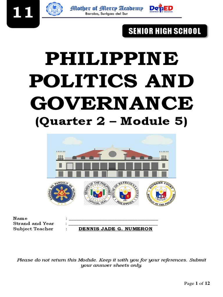 Philippine Politics and Governance: (Quarter 2 - Module 5) | PDF ...