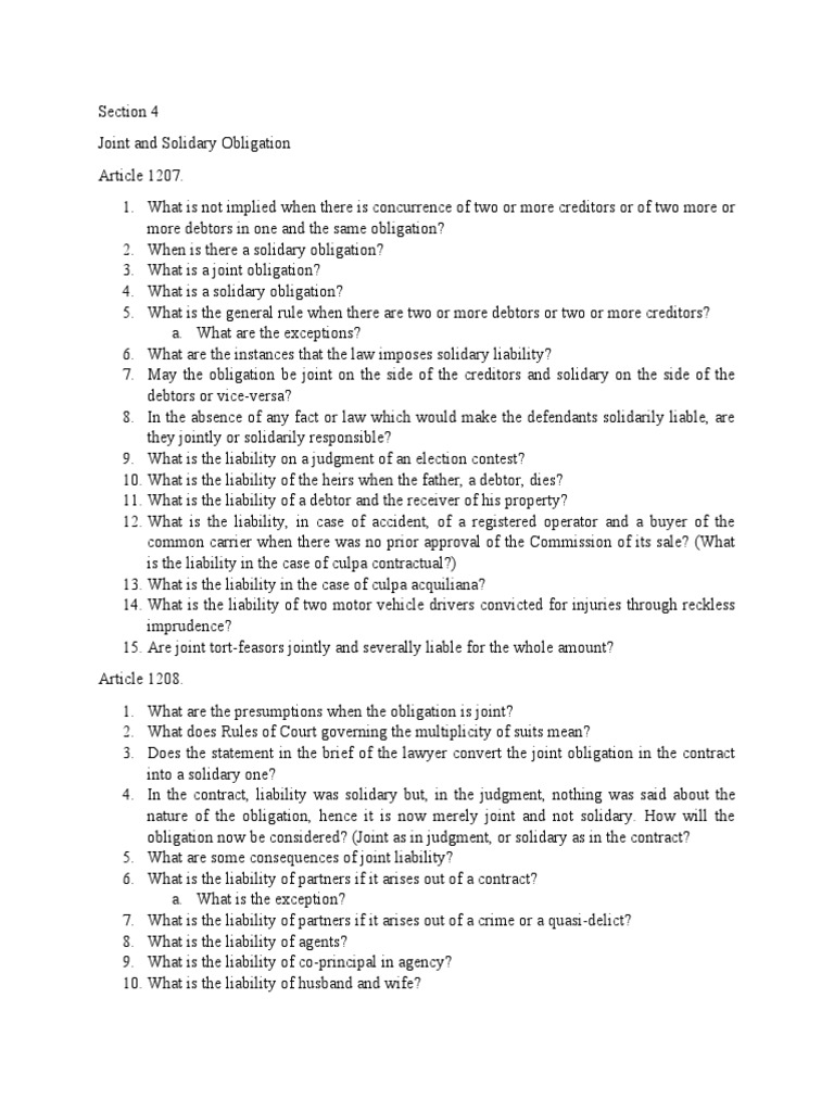 Joint and Solidary Obligation Explained | PDF | Law Of Obligations ...