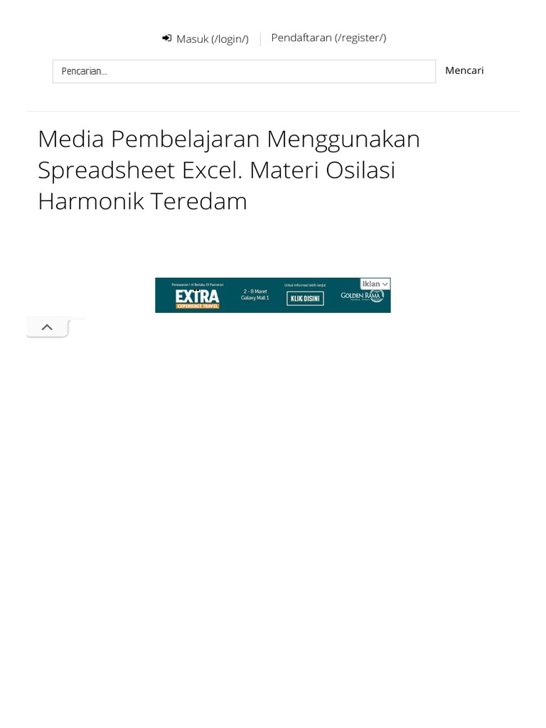Media Pembelajaran Menggunakan Spreadsheet Excel. Materi Osilasi Harmonik Teredam - PDF Download ...