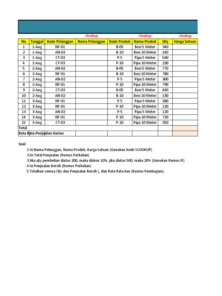 Soal Excel Kasir | PDF