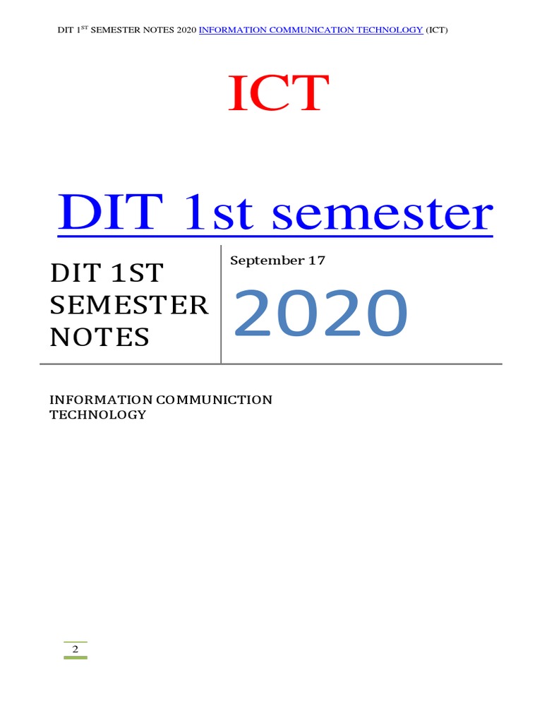Information and Communication Technology NOTES DIT Peshawar | Download ...
