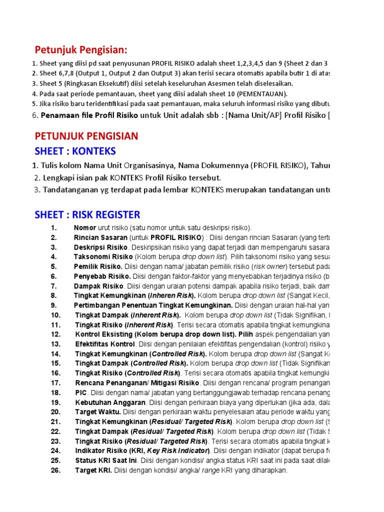 Kertas Kerja PROFIL Risiko | PDF