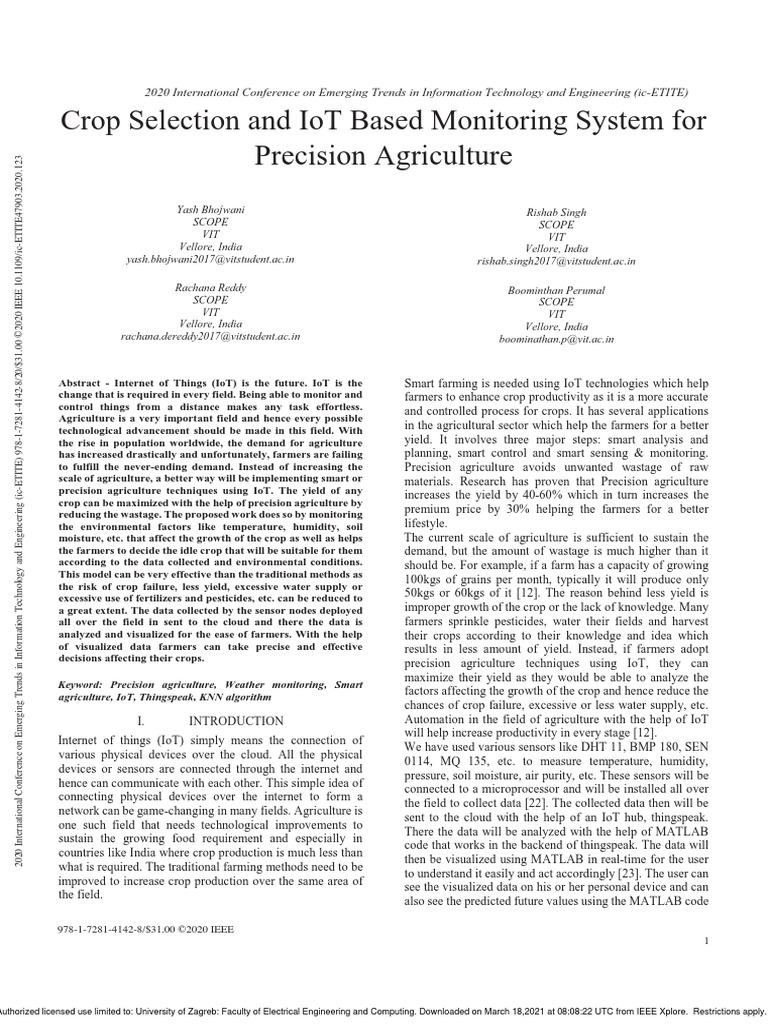 Crop Selection and IoT Based Monitoring System For Precision ...