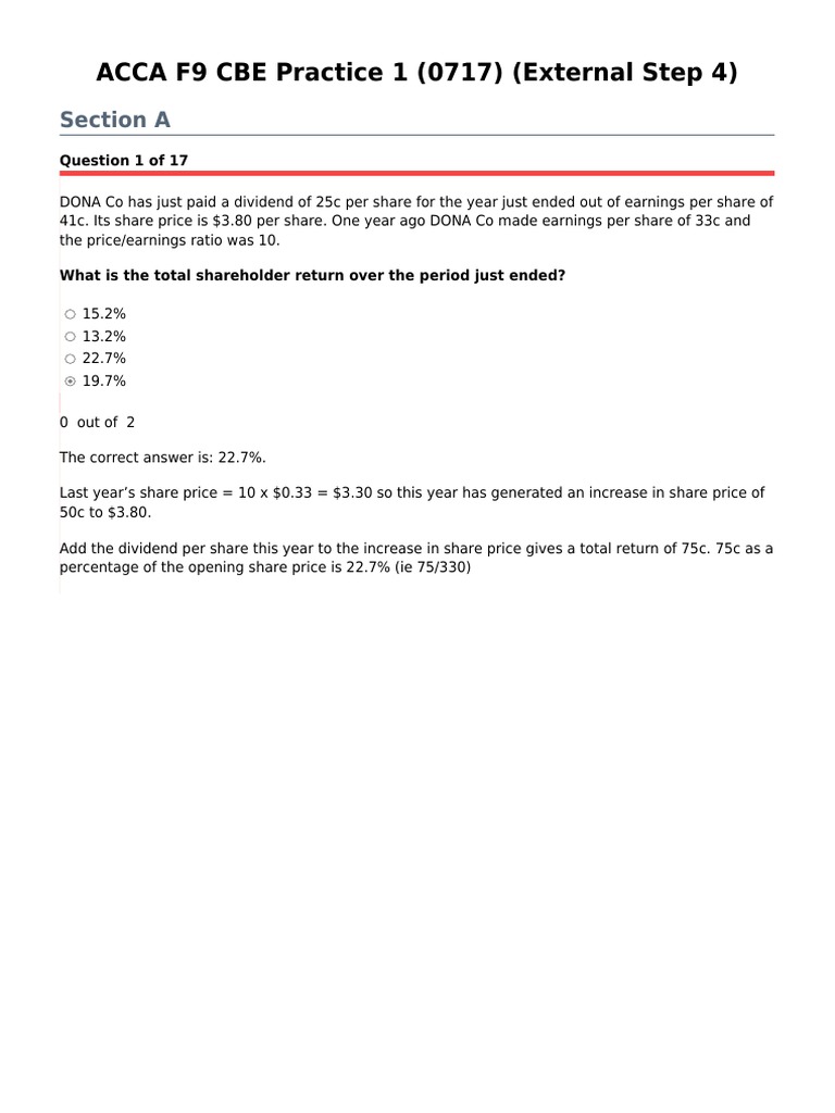 Acca f9 Cbe Practice | PDF | Net Present Value | Internal Rate Of Return