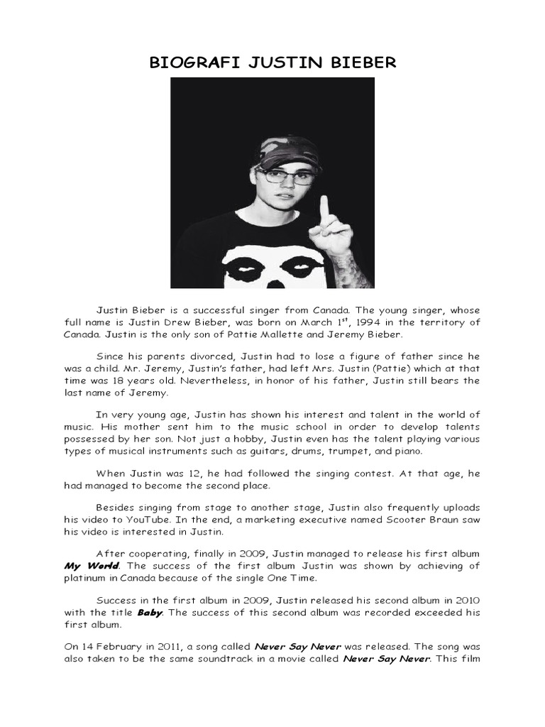 Biografi Justin Bieber | PDF | Justin Bieber | Entertainment (General)