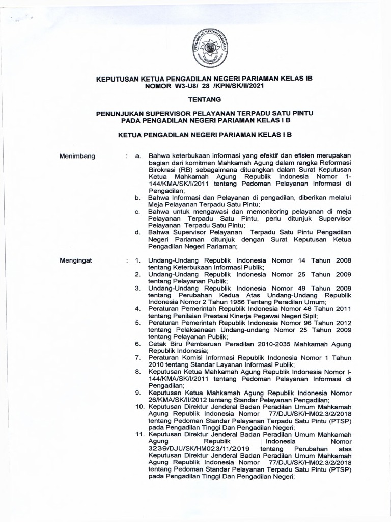 SK Supervisor PTSP | PDF