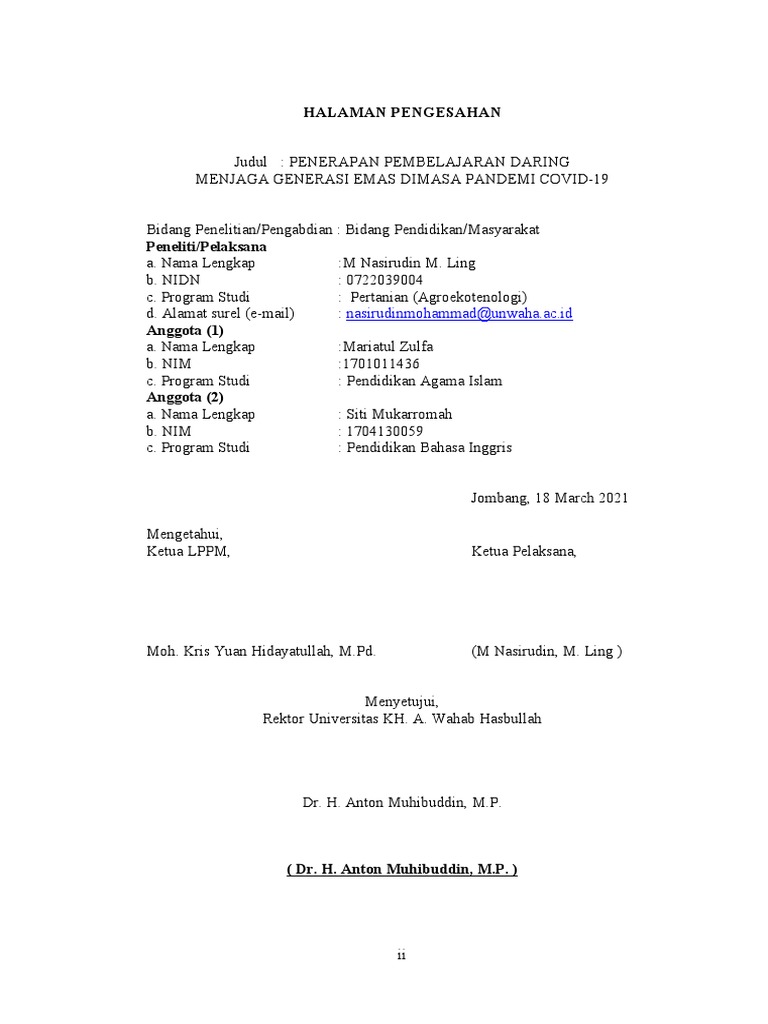 Lembar Pengesahan KKN-PPM Sitmuk | PDF | Ilmu Sosial | Sains & Matematika