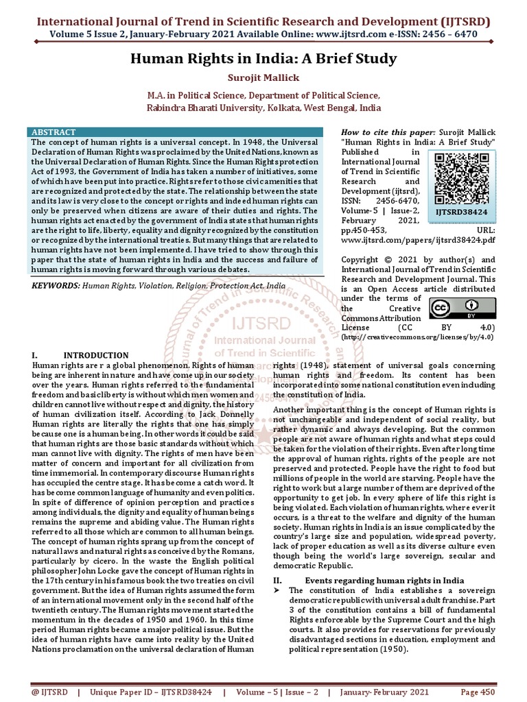 Human Rights in India A Brief Study | PDF | Supreme Court Of India ...