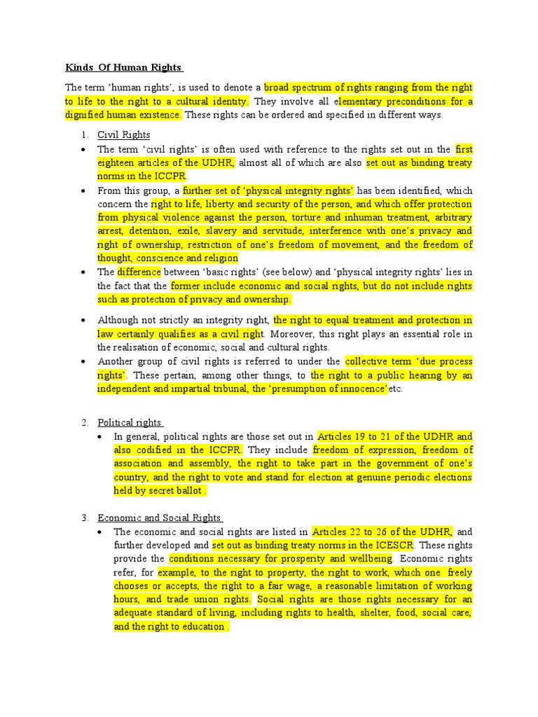 Kinds of Human Rights | PDF | Human Rights | Rights
