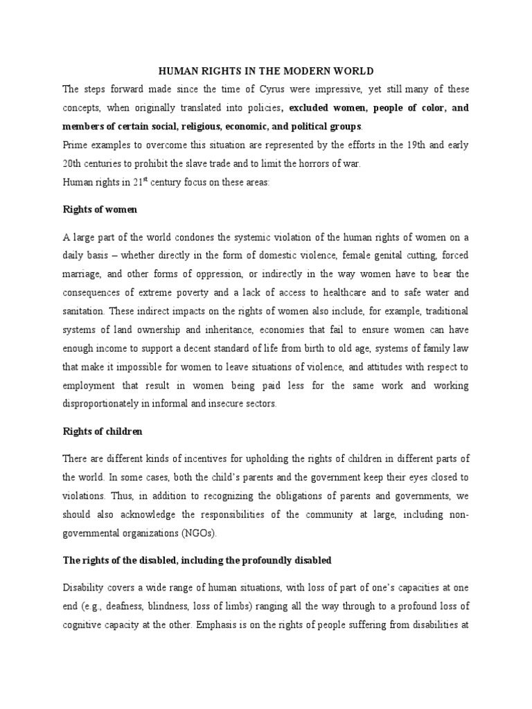Modern Human Rights Challenges Today | PDF | Women's Rights ...