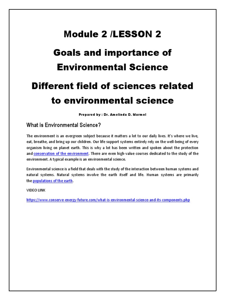 Module 2 IMPT OF ENVI SCIE RELATED FIELD OF SCI | PDF | Environmental ...