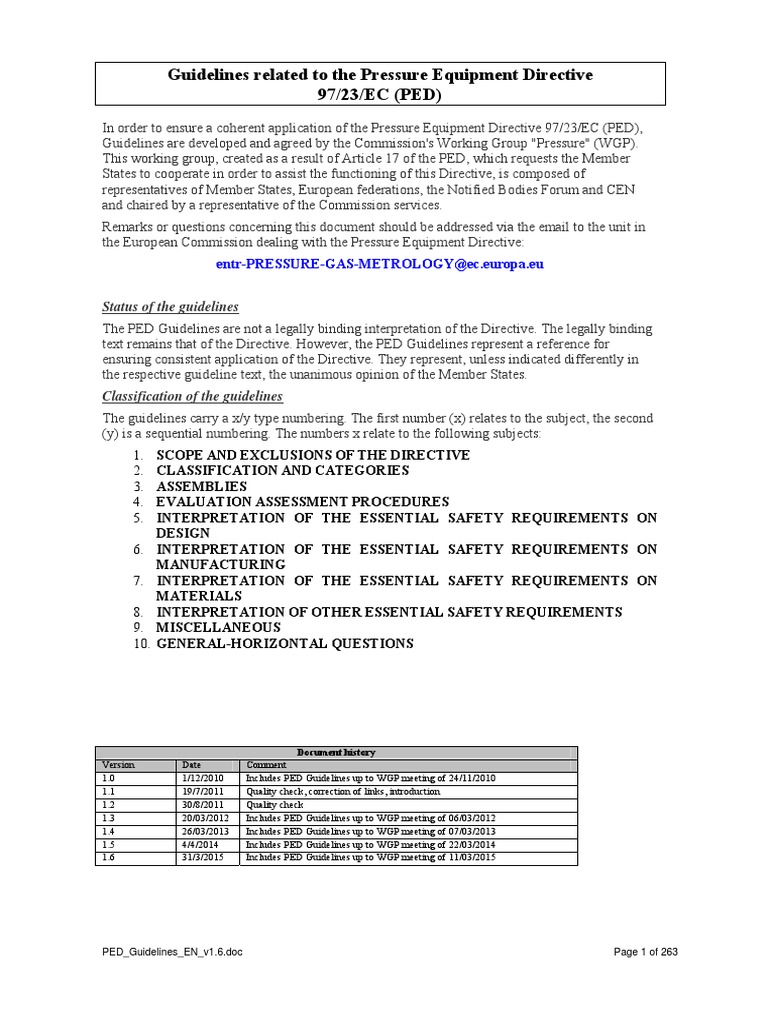 PED Guidelines EN v1.6 | PDF | Pipe (Fluid Conveyance) | Pipeline Transport