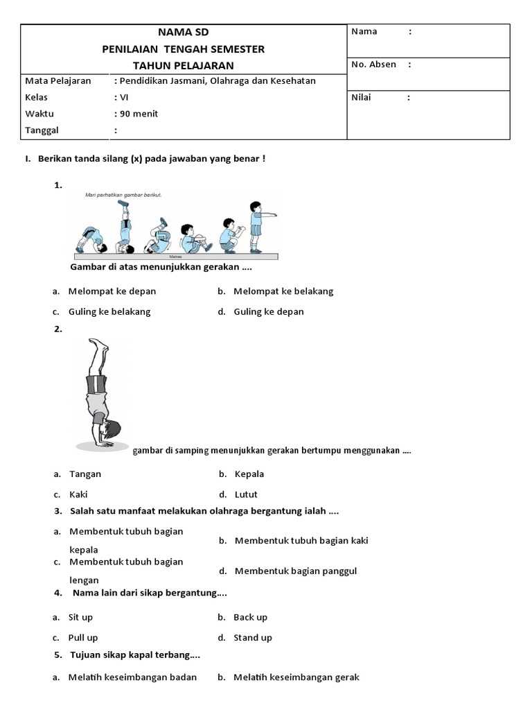 Soal2 PTS Pjok KLS 6 S-2 | PDF