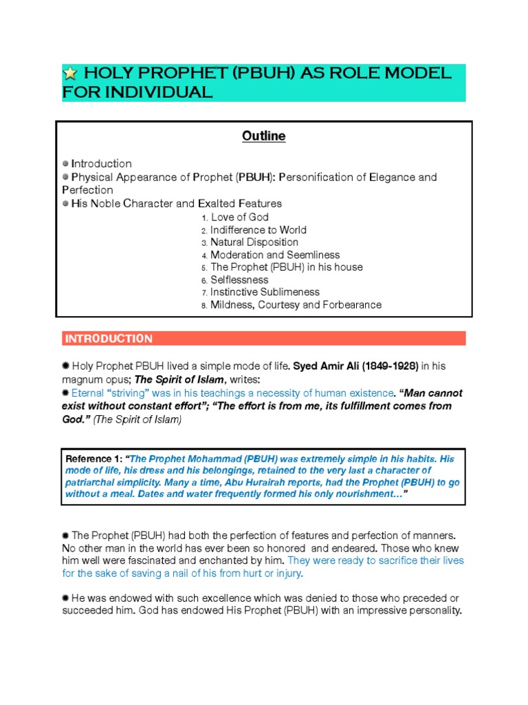 The Prophet (PBUH) as the Ultimate Role Model | PDF | Muhammad ...