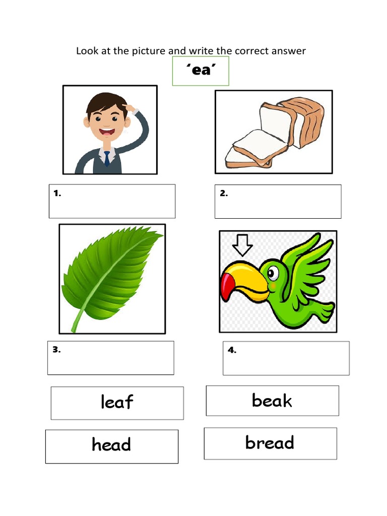 Identify 'ea' Words in Images | PDF