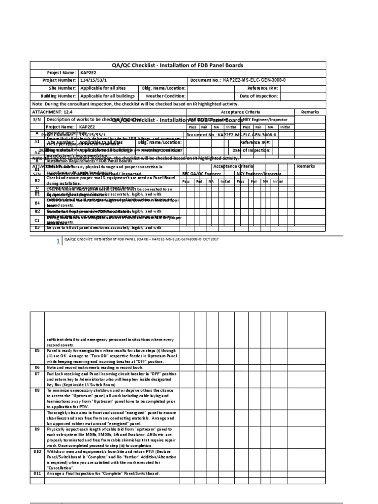 Attachment 12.4 - QA - QC Checklist - FDB | PDF