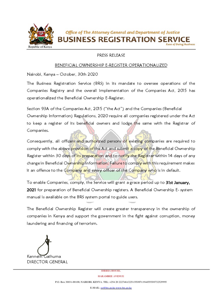 P.O. Box 30031-00100, NAIROBI, KENYA. TEL: +254 20 2227461/2251355 ...