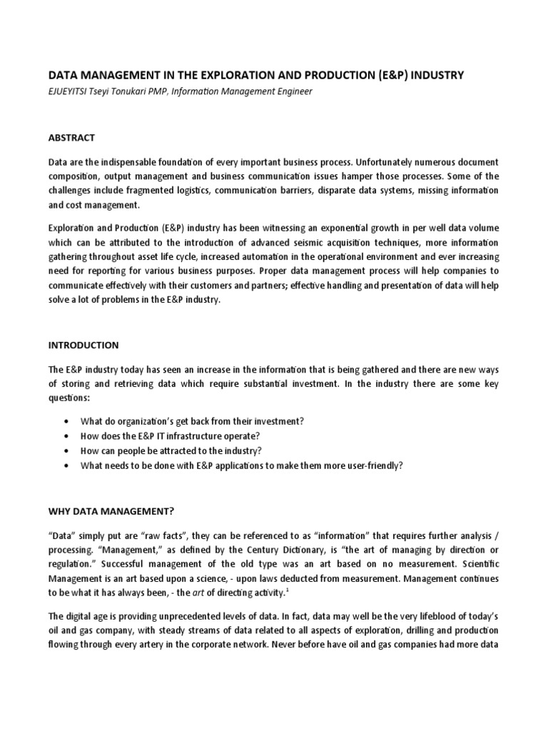 The Importance of Effective Data Management in The Oil & Gas Industry ...