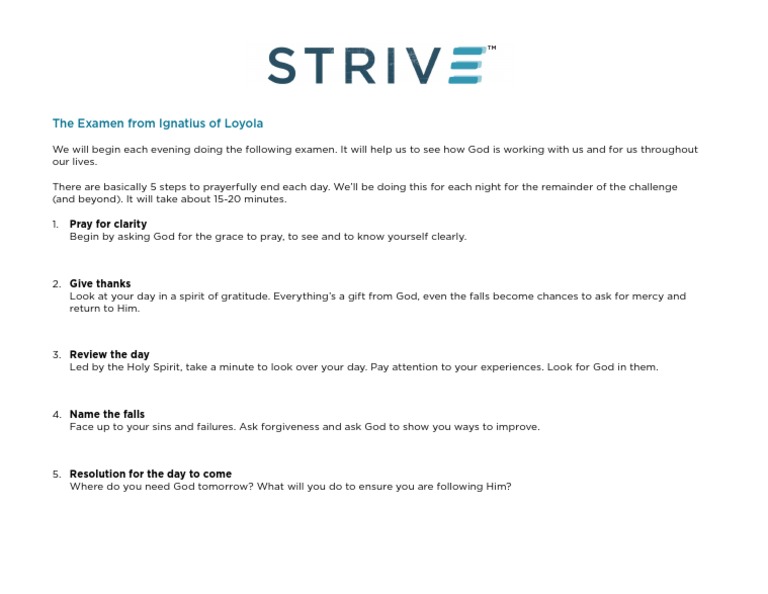 Evening Examen Guide: 5 Steps | PDF