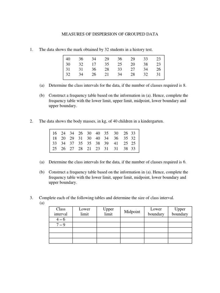 Measures of Dispersion For Grouped Data - 7.1 - 7.2 | PDF | Histogram ...