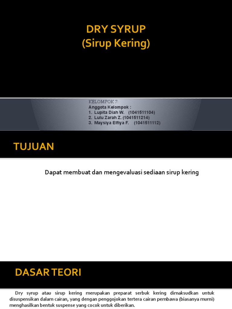 Dry Syrup | PDF | Sains & Matematika