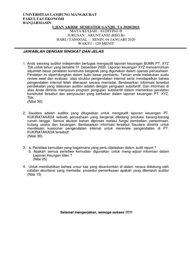 Program Pengujian Substantif Audit | PDF | Pengelolaan Keuangan & Uang