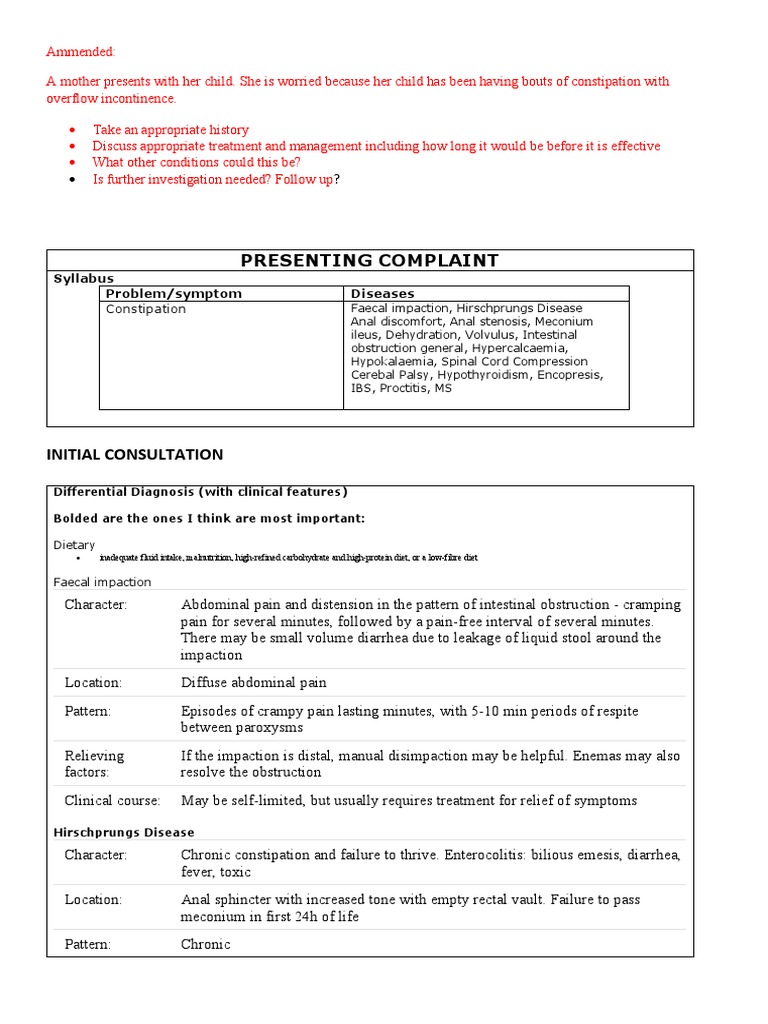 Presenting Complaint: Constipation | PDF | Constipation | Rectum