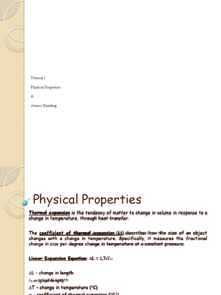 Thermal Expansion and Atomic Bonding Guide | PDF | Thermal Expansion ...