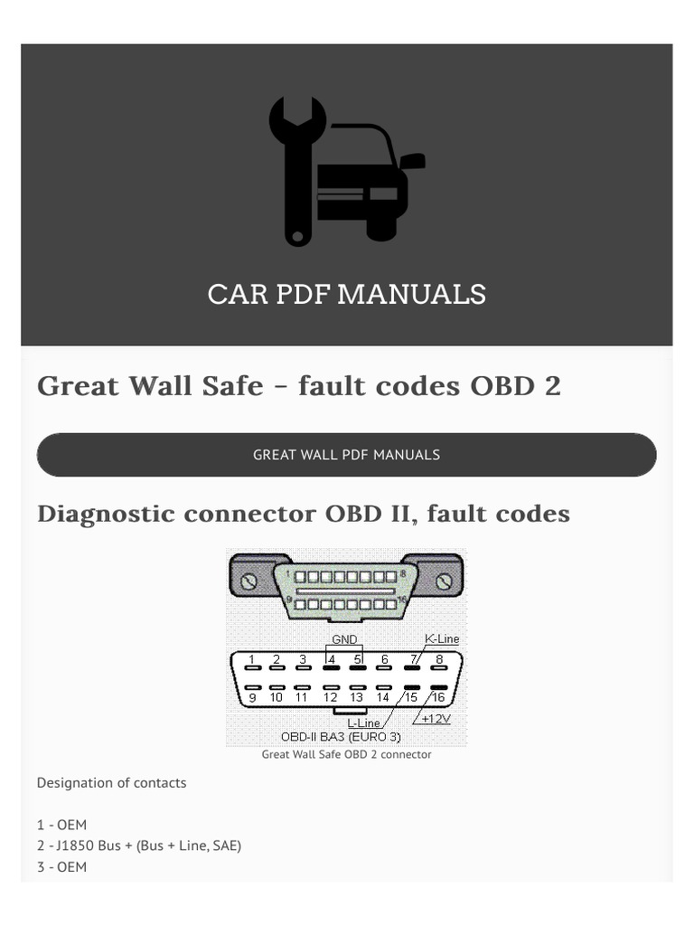 Great Wall Fault Codes | PDF | Throttle | Fuel Injection