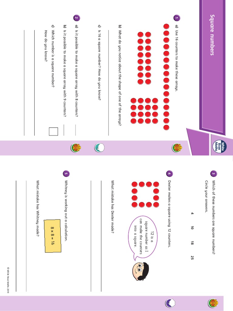 Square Numbers Worksheet | PDF | Number Theory | Elementary Mathematics