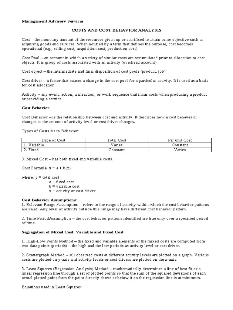 MAS 02 Cost and Cost Behavior Analysis | PDF | Regression Analysis | Cost