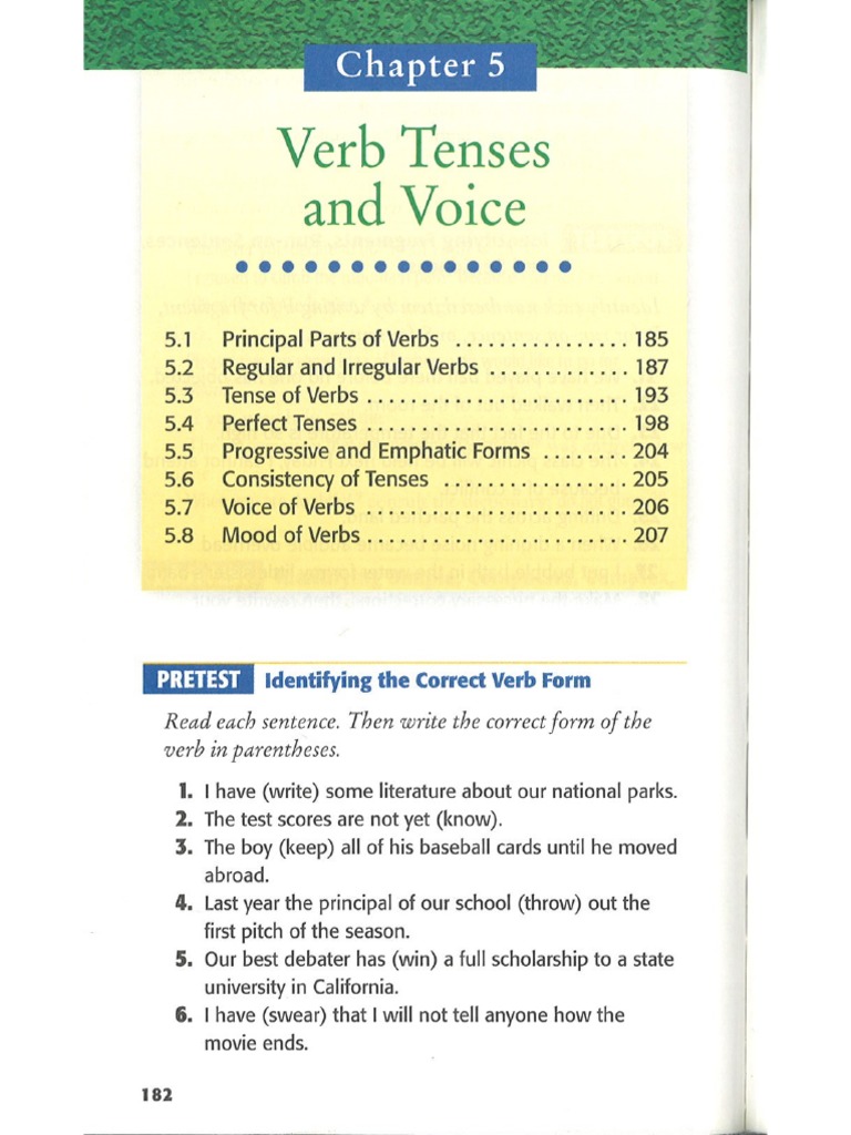 Verb Tenses and Voice Ch. 5 Grammar | PDF