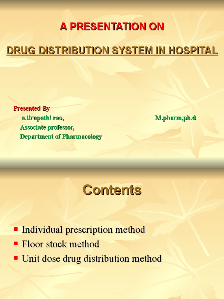 Drug Distribution Systems in Hospitals | PDF | Pharmacy | Medical ...