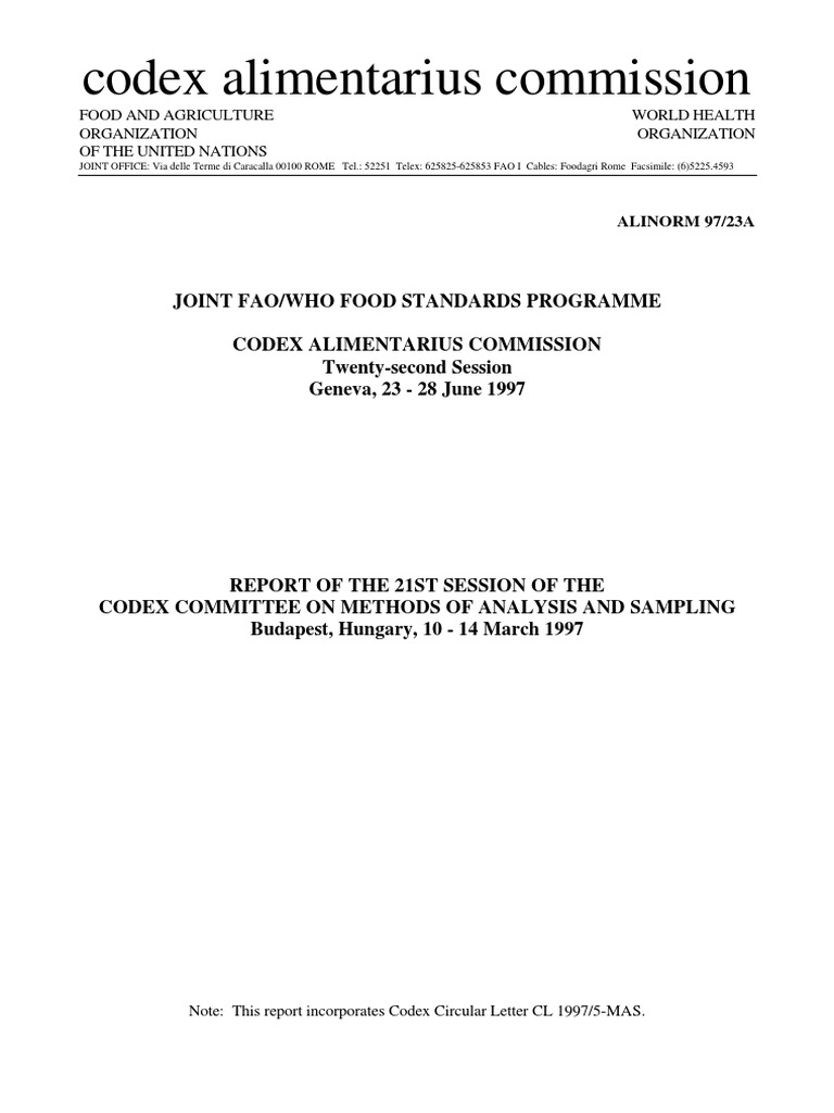 Codex Alimentarius Food Hygiene | PDF | International Organization For ...