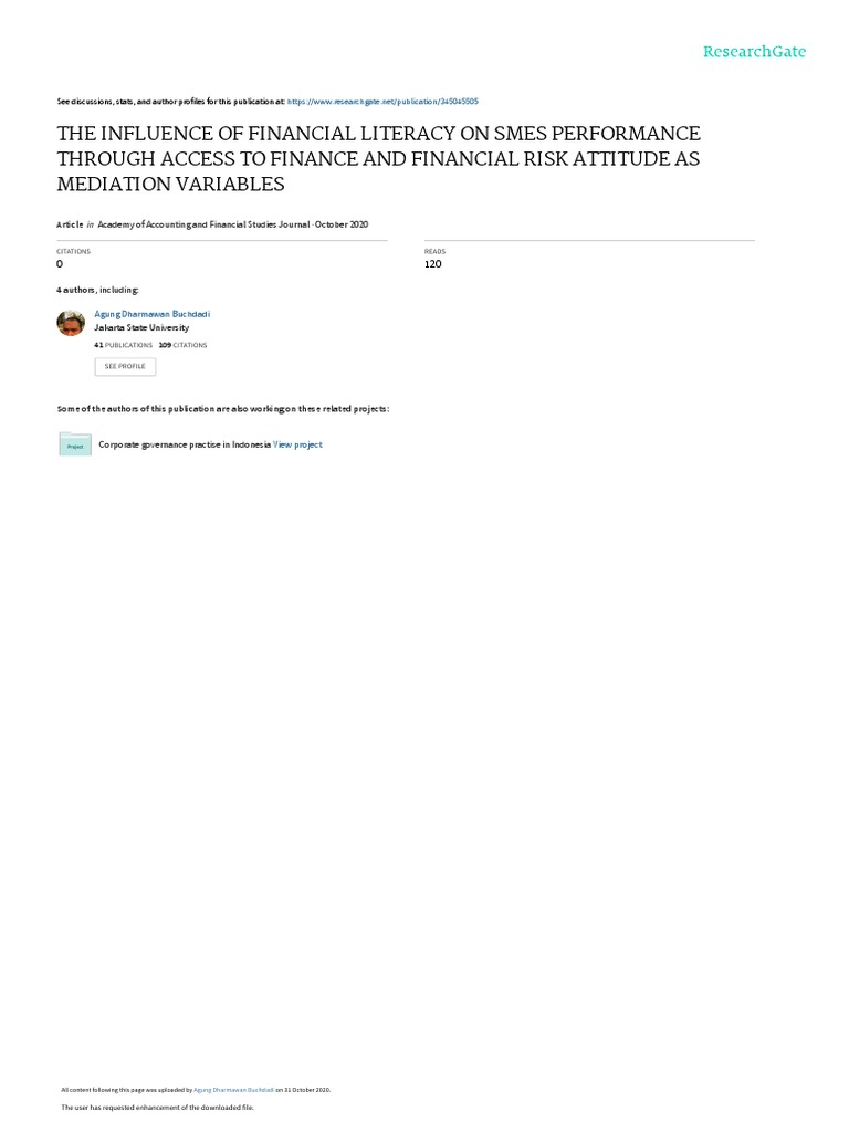 Financial Literacy's Impact on SME Performance | PDF | Access To ...