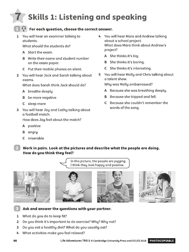 Life Adventures 5 - Listening and Speaking Worksheet - Unit 7 | PDF