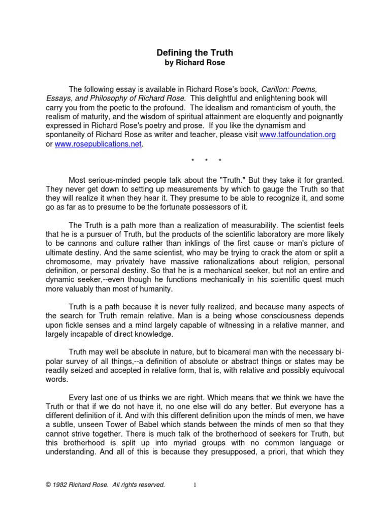 Defining The Truth | PDF | Truth | Mind