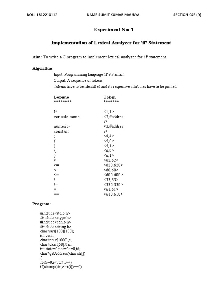 CD Lab File | PDF | Parsing | Computer Programming