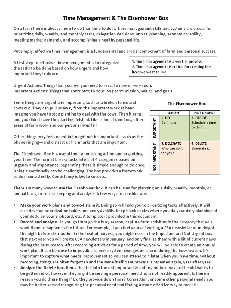 Eisenhower Box Download | PDF | Time Management | Professional Skills