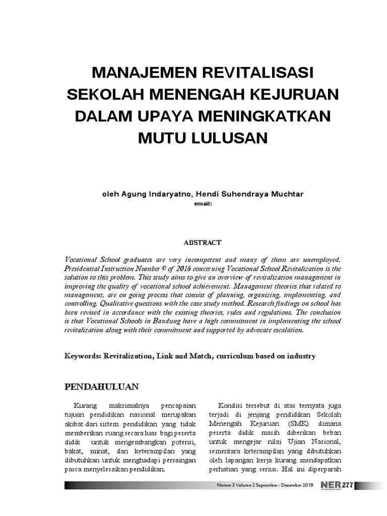Manajemen Revitalisasi Sekolah Menengah Kejuruan Dalam Upaya ...