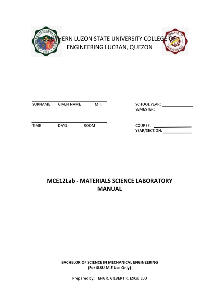 Materials Science Lab Manual | PDF | Ultimate Tensile Strength ...