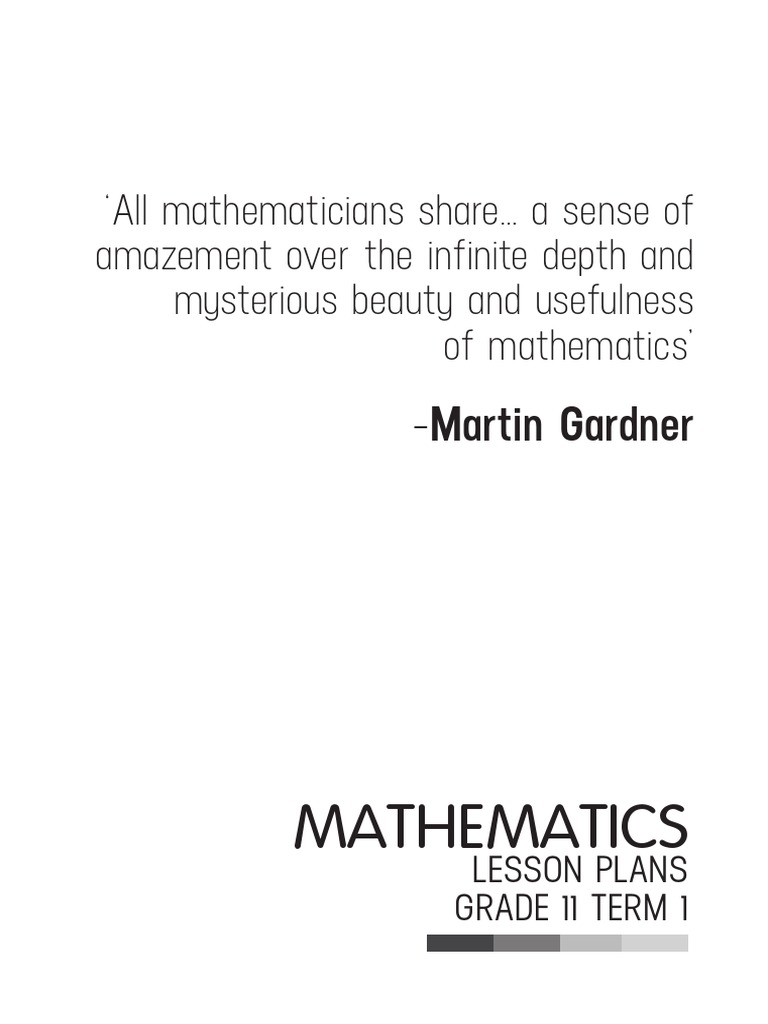 Grade 11 Mathematics Term 1 Plans | PDF | Exponentiation | Lesson Plan
