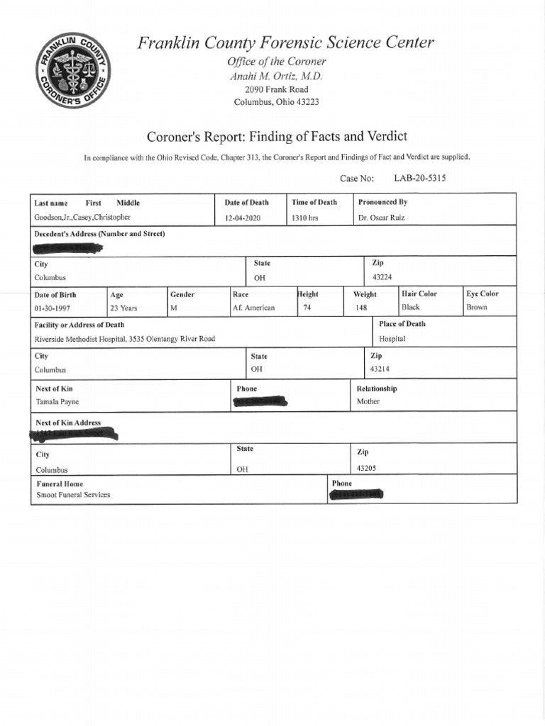 Casey Goodson Jr. Shot 6 Times, All Bullets Entered Backside, Coroner ...