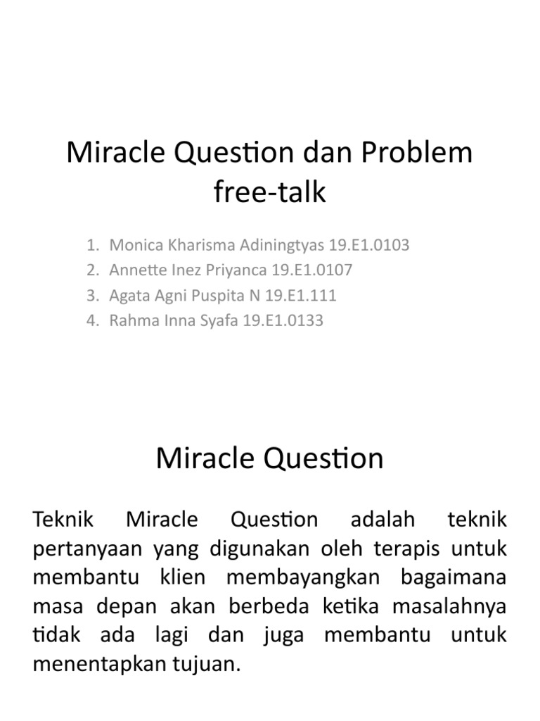 Miracle Question & Problem Free Talk | PDF