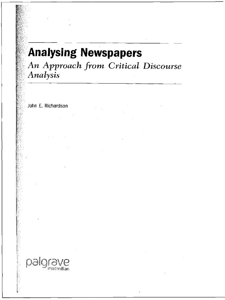 Richardson 2007 - Analysing Newspapers | PDF | Journalism | Capitalism