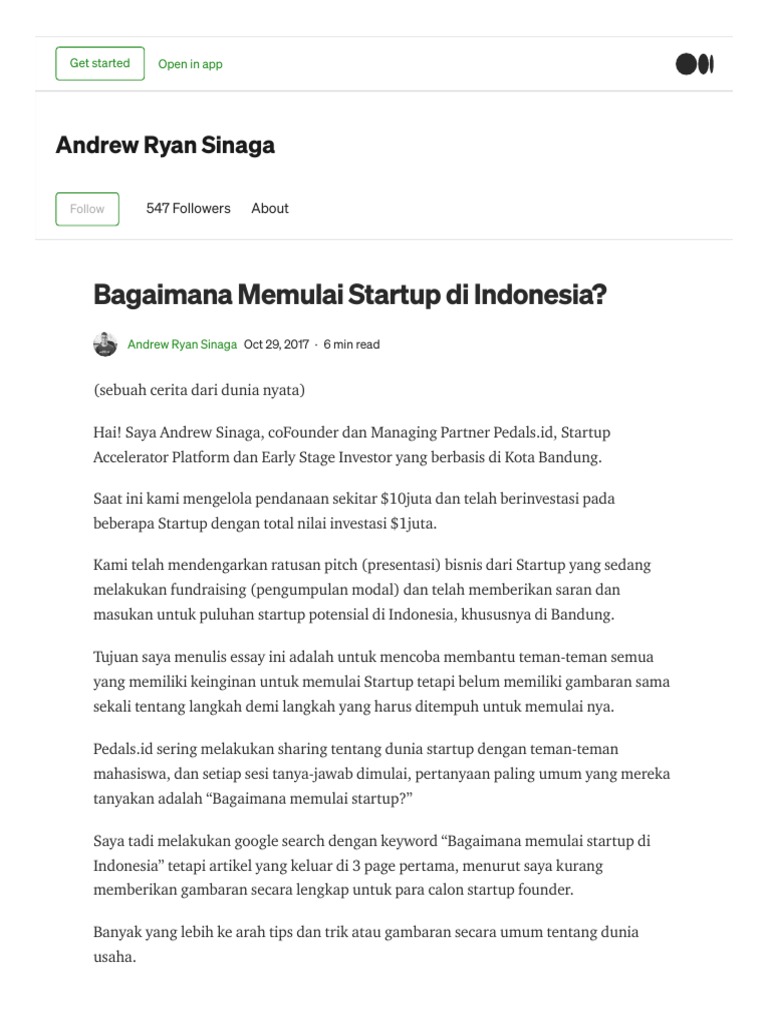 Cara Memulai Start Up | PDF